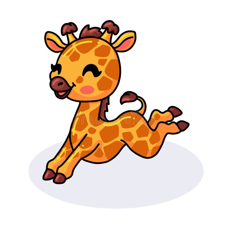 Cute Little Giraffe Cartoon Running Stock Vector - Illustration of flat ...