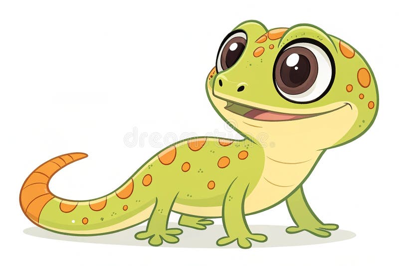 Vector Illustration Cute Lizard Cartoon Isolated on White Background ...