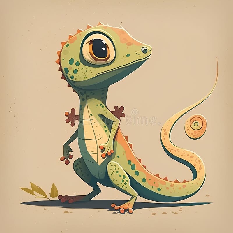 Vector Illustration of a Cute Lizard on a Light Background. Cartoon ...