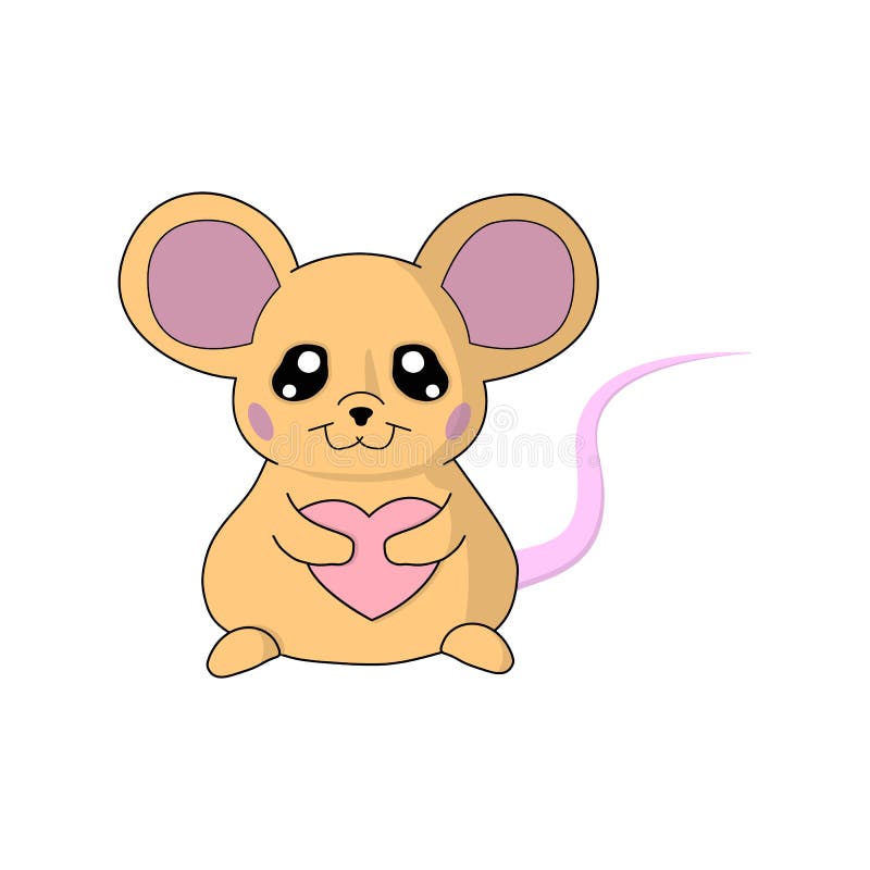Vector Illustration of a Cute Mouse with a Heart Stock Illustration ...