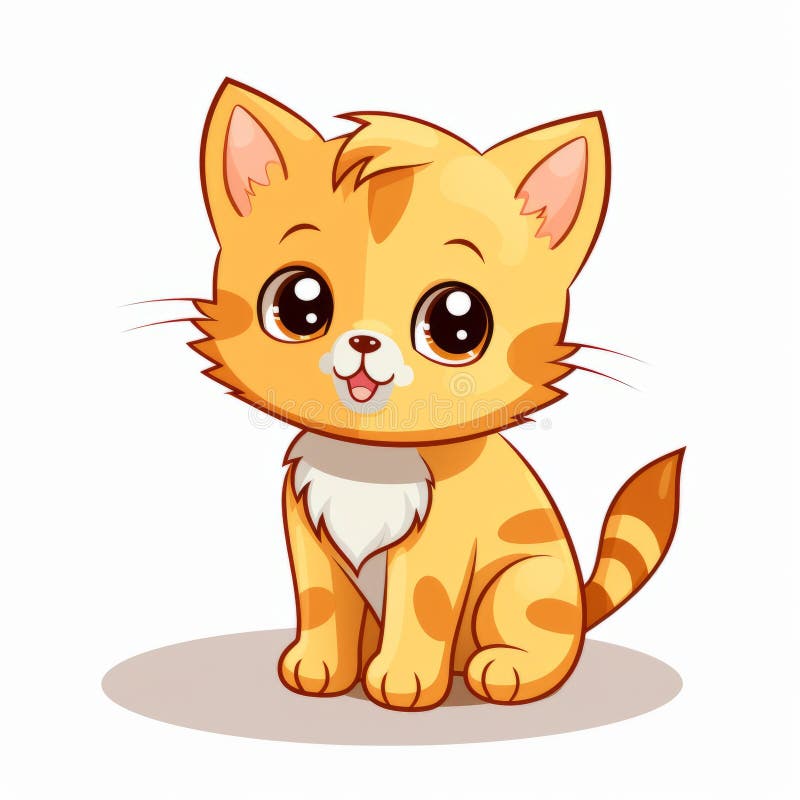 Vector Illustration Of Cute Orange Kitten Sitting On White Background