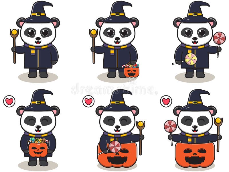 Vector Illustration of Cute Panda with Wizard Costume. Stock Vector ...