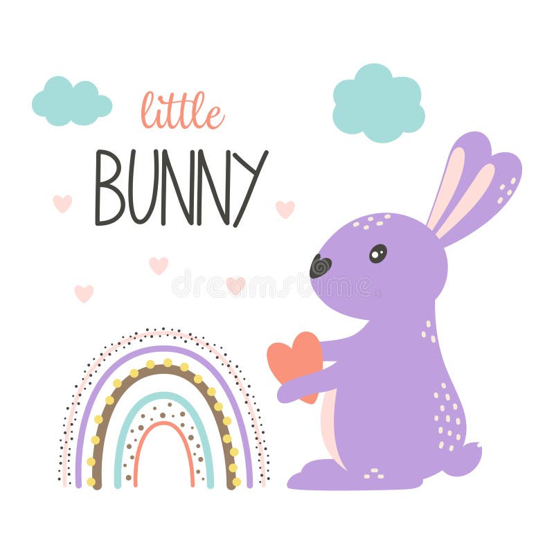 Cute Rabbit Isolated on White, Pet in Flat Style Stock Vector ...