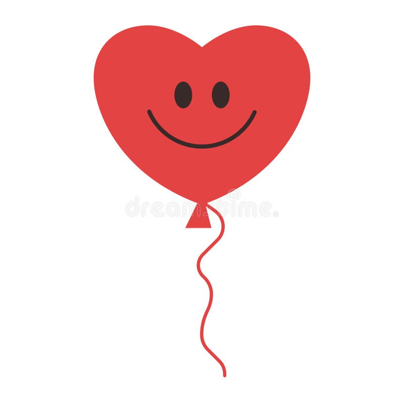 Smiling Balloon with the Shape of a Heart Stock Vector - Illustration ...