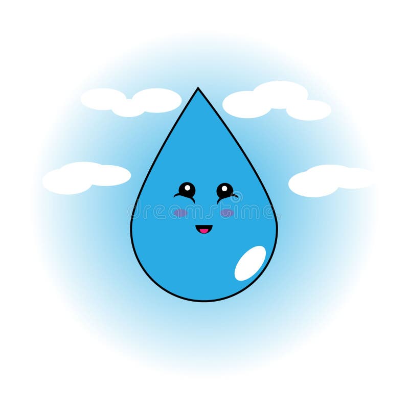 Vector Illustration of Cute Water and Cloud Characters Stock Vector ...