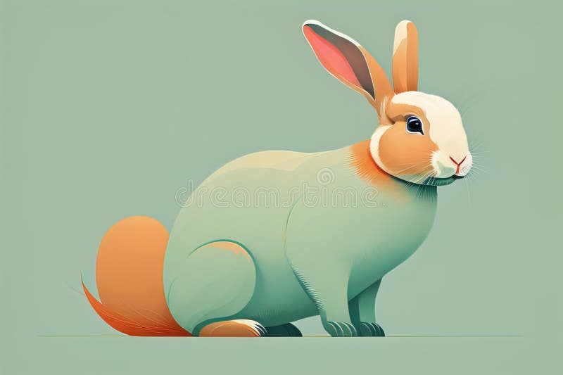 Vector Illustration Of A Cute White Rabbit Sitting On A Gray Background Ai Generative Stock