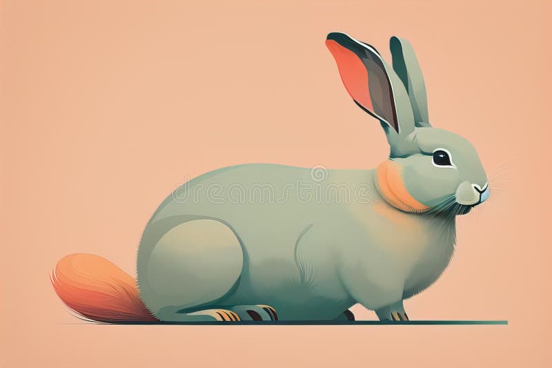 Vector Illustration of a Cute White Rabbit Sitting on a Solid Colour ...