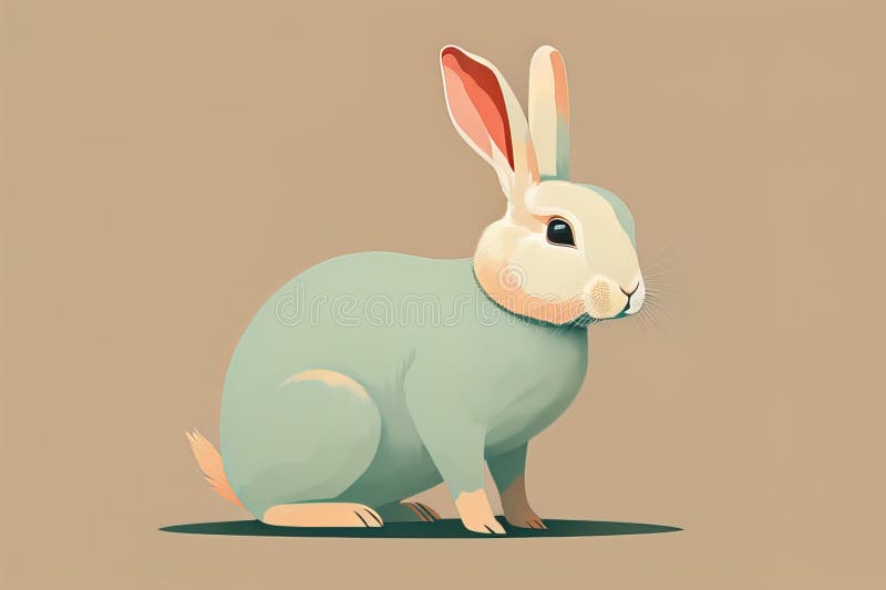 Vector Illustration of a Cute White Rabbit Sitting on a Solid Colour ...