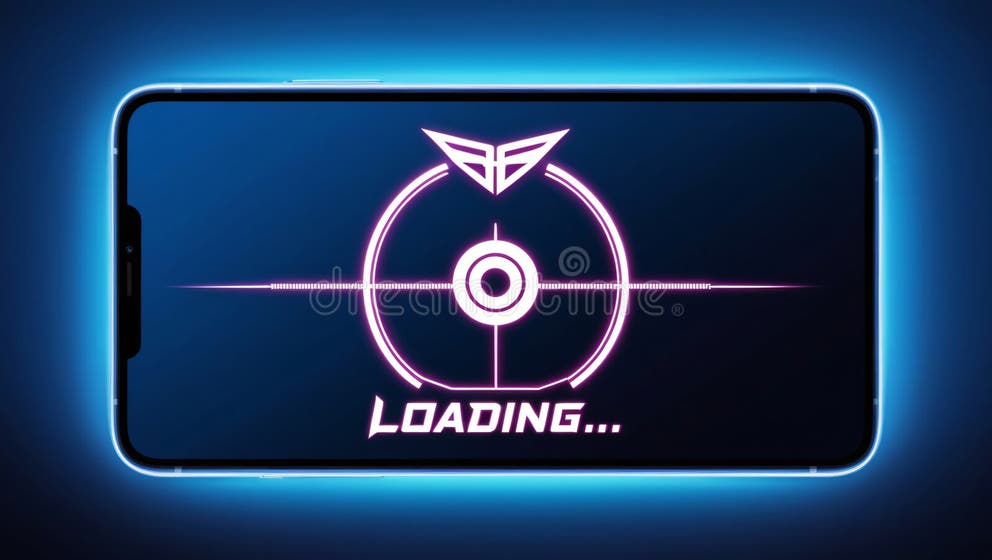 Vector Illustration Cyber Loading Screen in Neon Color Stock ...