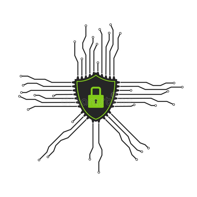 Cyber Security Icon. Security Concept with a Padlock and a Points Stock ...