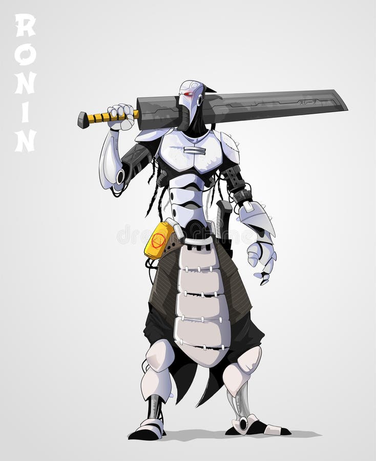 Vector Illustration of Cyborg with Sword Stock Vector - Illustration of ...