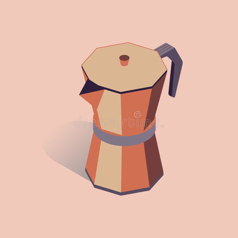 Vector Illustration with 3D Coffee Moka Pot. Coffee Container in ...