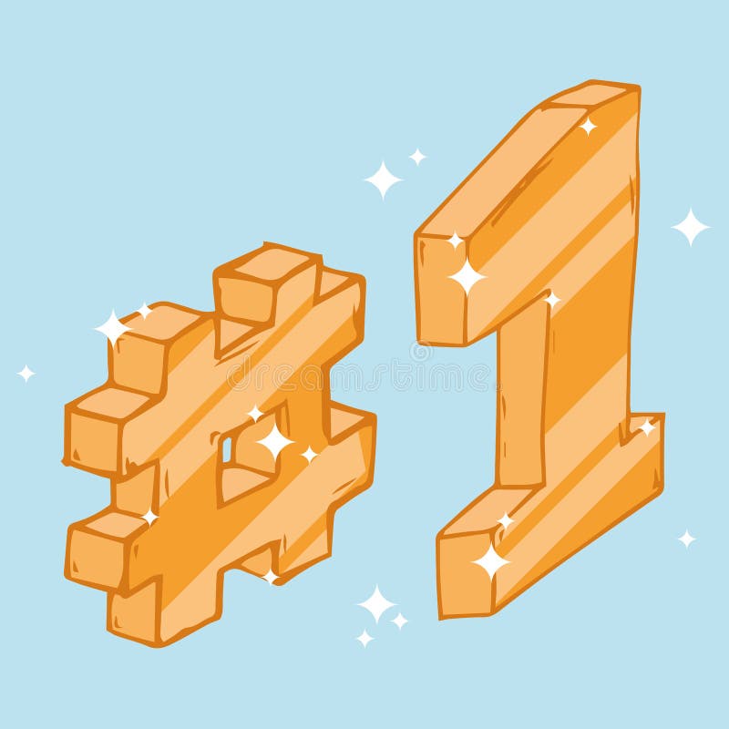 Hashtag and 1 Icon. Vector Illustration of 3d Hashtag and Number 1 ...