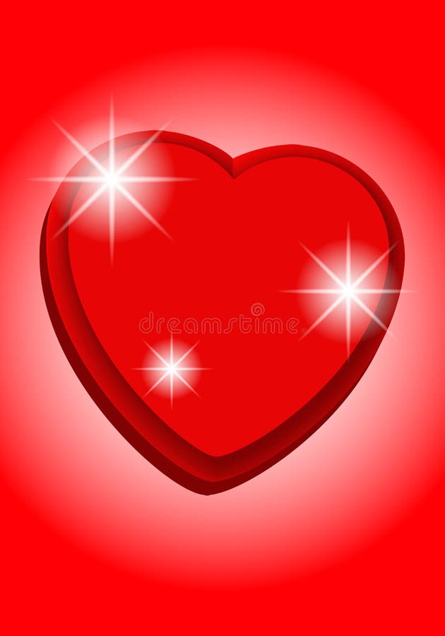 Vector Illustration, 3d Heart with Bright Highlights on a Colored ...