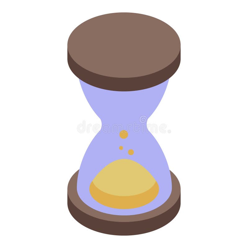 Vector Illustration of a 3d Isometric Hourglass with Purple Sand ...