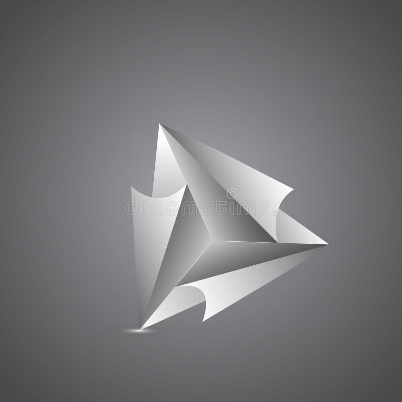 3d Triangular Logo with Gray Rotation Effect on a Gray Background. the ...