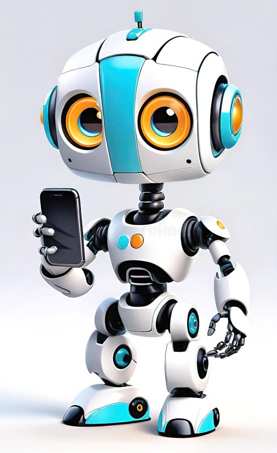 Vector Illustration, 3D Robot Character Interacting with Advanced ...