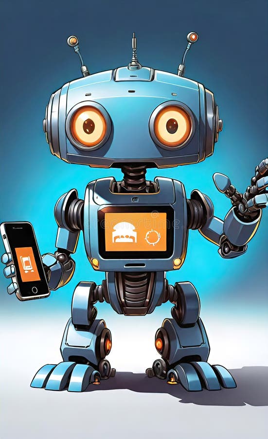 Vector Illustration, 3D Robot Character Interacting with Advanced ...