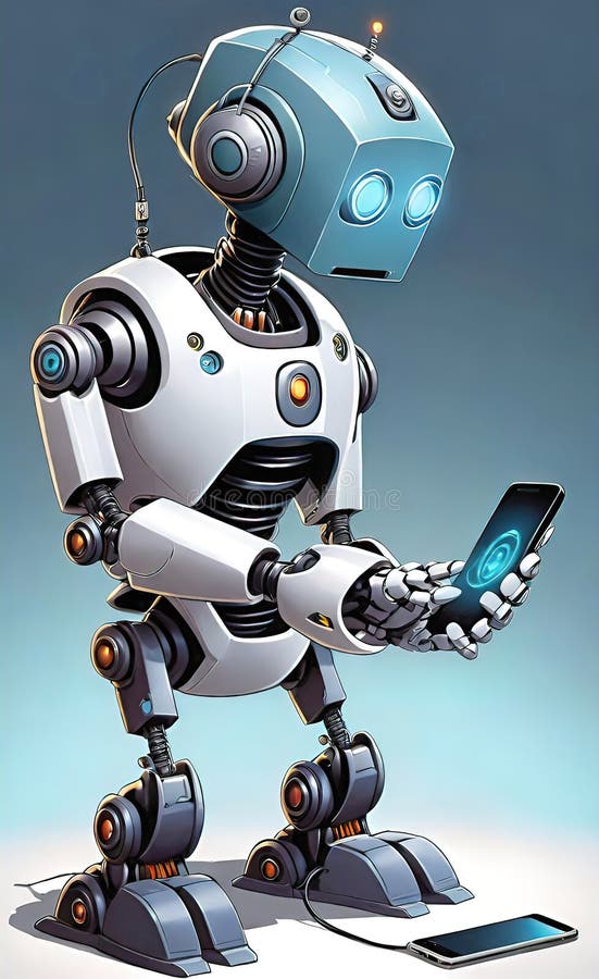 Vector Illustration, 3D Robot Character Interacting with Advanced ...