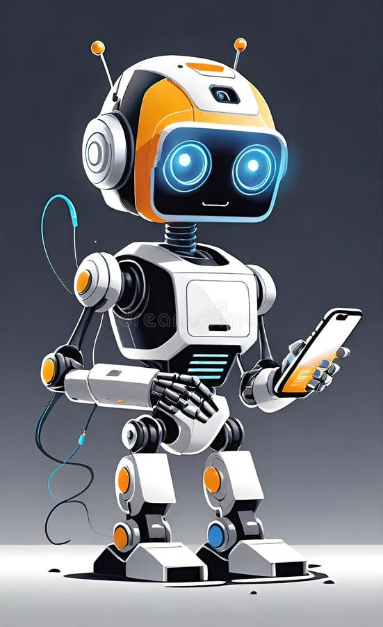 Vector Illustration, 3D Robot Character Interacting with Advanced ...