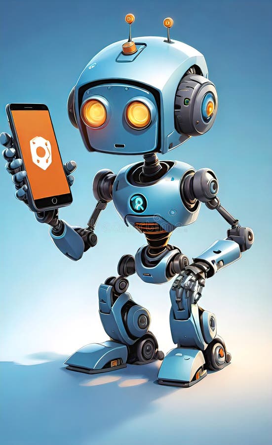 Vector Illustration, 3D Robot Character Interacting with Advanced ...