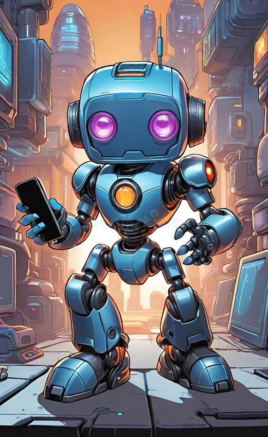 Vector Illustration, 3D Robot Character Interacting with Advanced ...