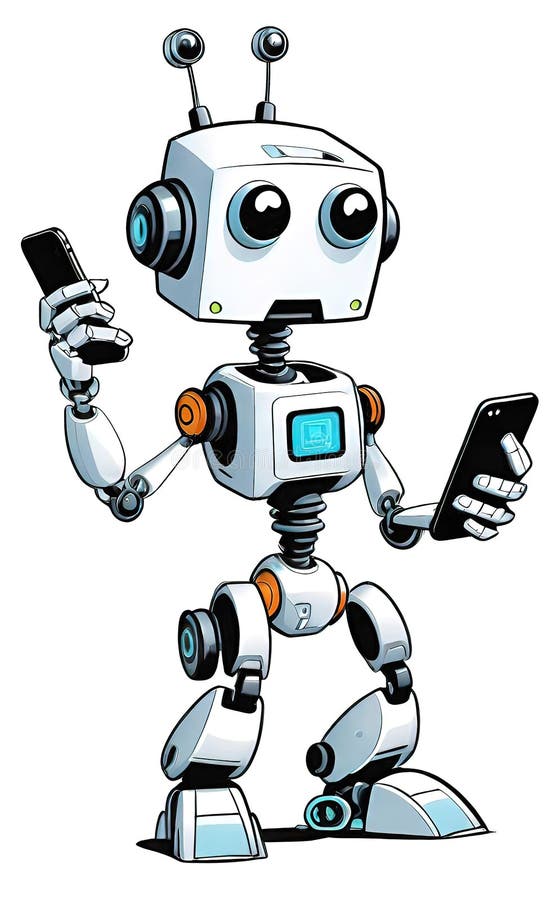Vector Illustration, 3D Robot Character Interacting with Advanced ...
