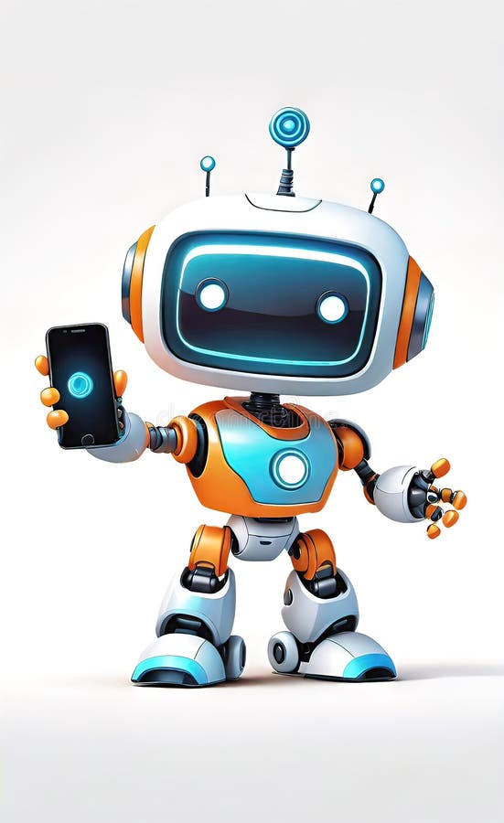 Vector Illustration, 3D Robot Character Interacting with Advanced ...