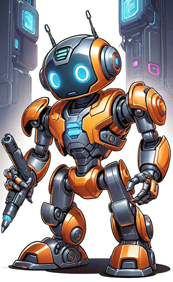 Vector Illustration, 3D Robot Character Interacting with Advanced ...