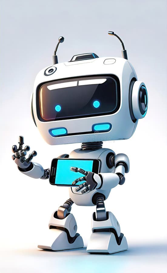 Vector Illustration, 3D Robot Character Interacting with Advanced ...