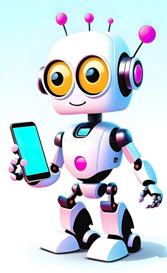 Vector Illustration, 3D Robot Character Interacting with Advanced ...