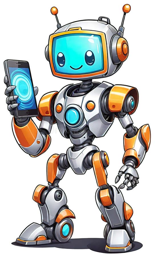 Vector Illustration, 3D Robot Character Interacting with Advanced ...