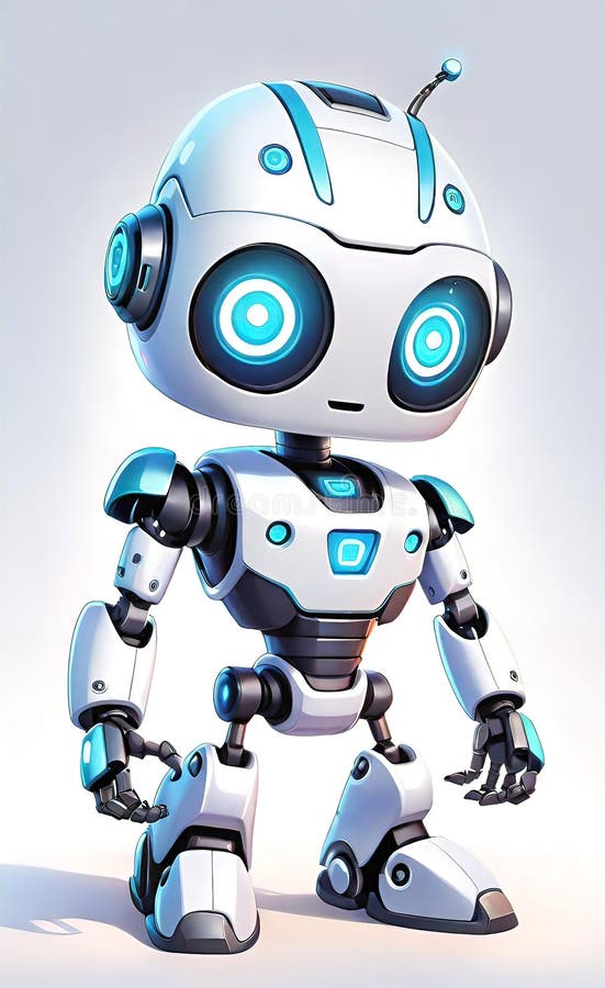 Vector Illustration, 3D Robot Character Interacting with Advanced ...