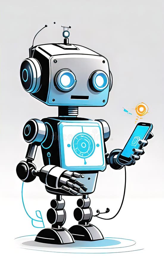 Vector Illustration, 3D Robot Character Interacting with Advanced ...