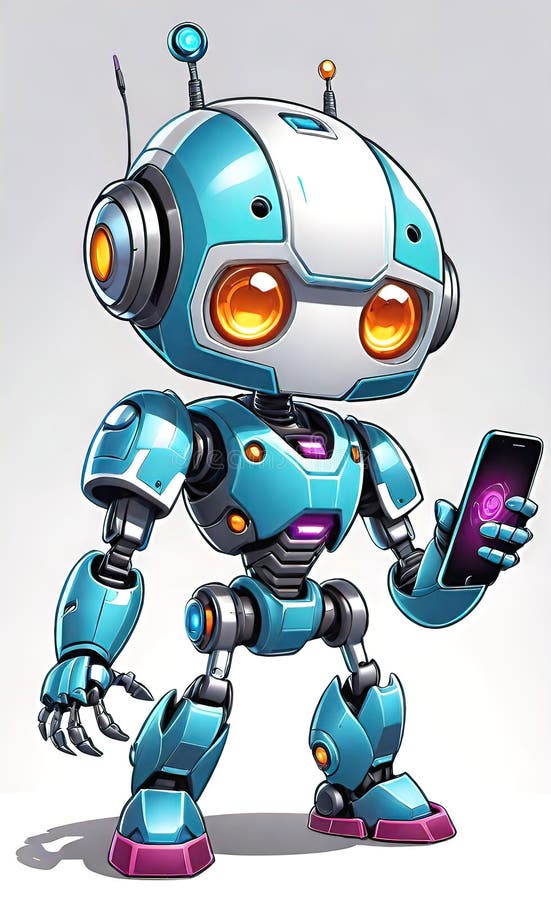Vector Illustration, 3D Robot Character Interacting with Advanced ...