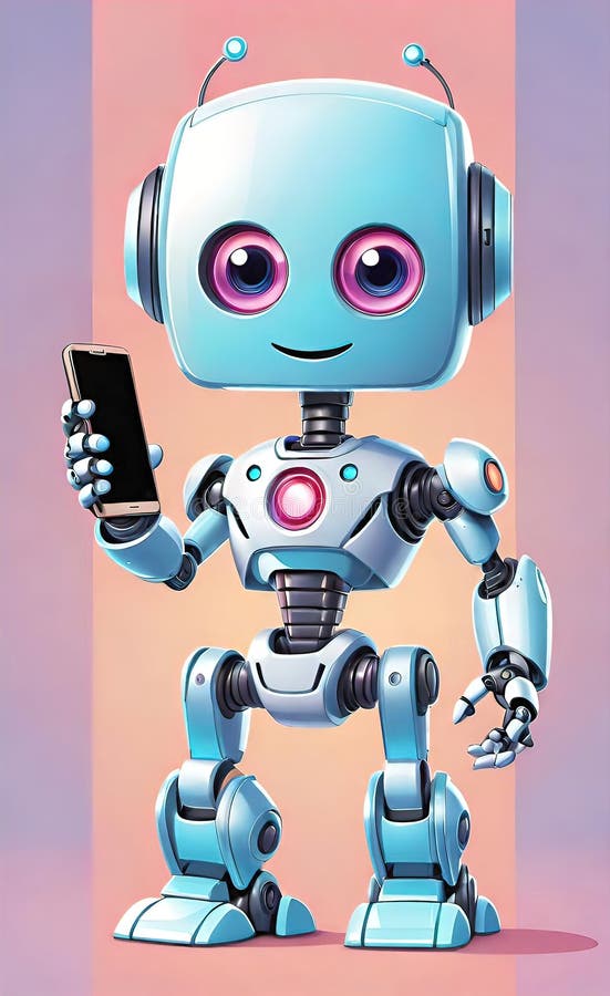 Vector Illustration, 3D Robot Character Interacting with Advanced ...