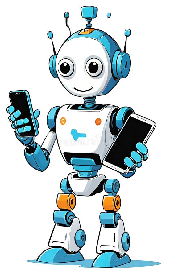 Vector Illustration, 3D Robot Character Interacting with Advanced ...