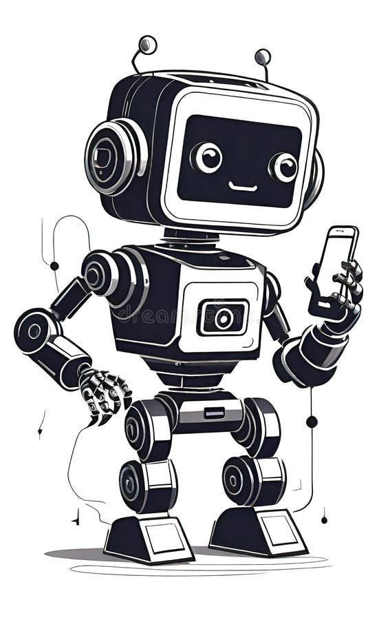Vector Illustration, 3D Robot Character Interacting with Advanced ...