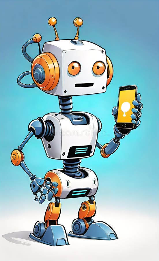 Vector Illustration, 3D Robot Character Interacting with Advanced ...