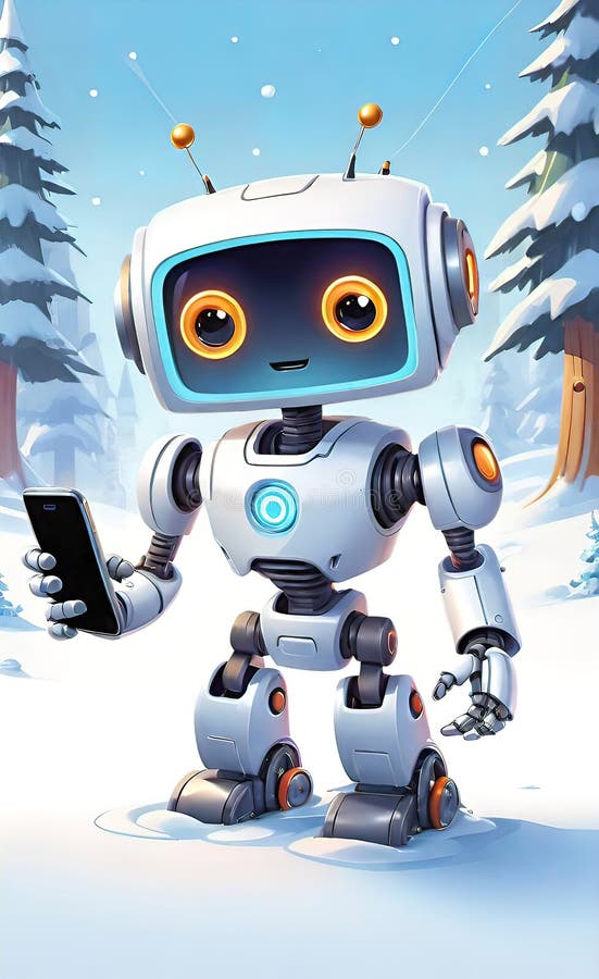 Vector Illustration, 3D Robot Character Interacting with Advanced ...