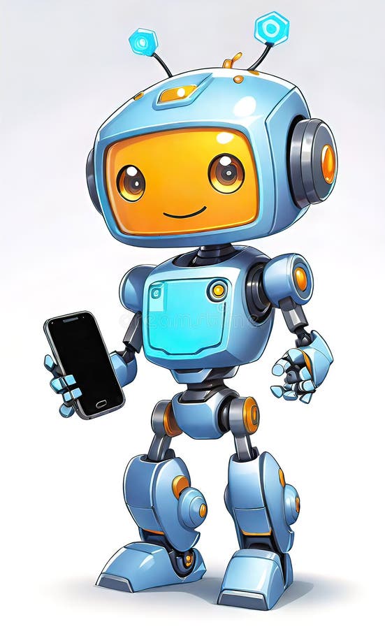 Vector Illustration, 3D Robot Character Interacting with Advanced ...