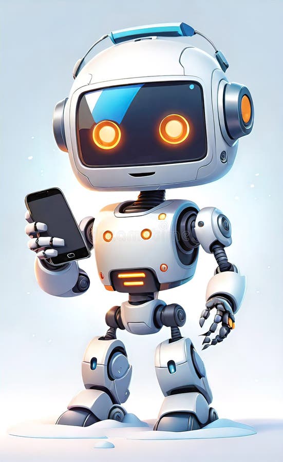 Vector Illustration, 3D Robot Character Interacting with Advanced ...