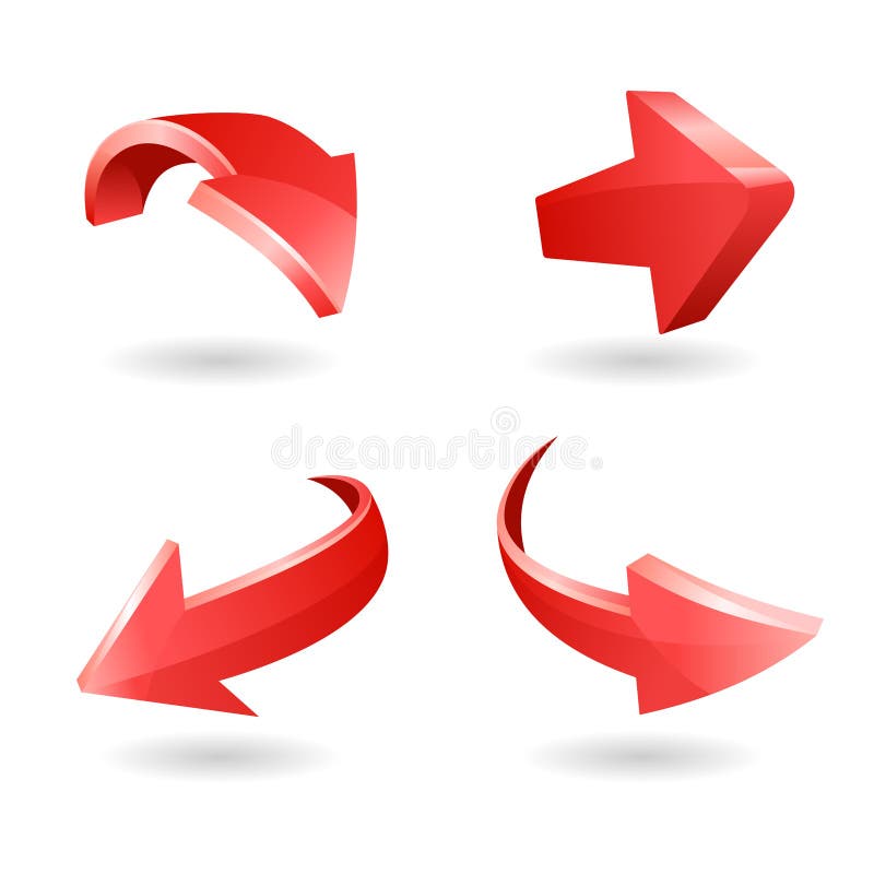Vector Illustration of 3D Shapes of Arrows. Stock Vector - Illustration ...