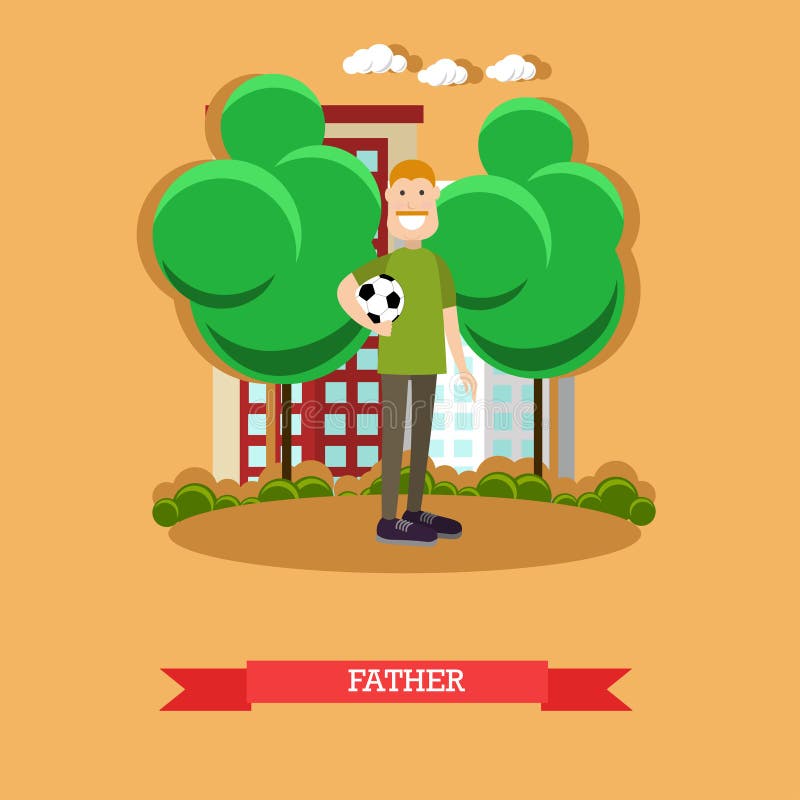 Father Concept Vector Illustration in Flat Style Stock Vector ...