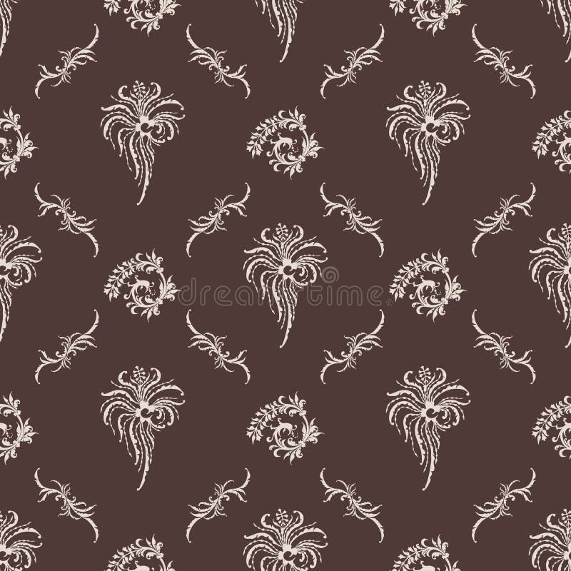 Vector Illustration, of Damask Light Gray Floral Pattern Drawing on ...