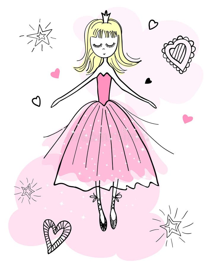 Dancing Princess In A Pink Dress. Stock Vector - Illustration of girls ...