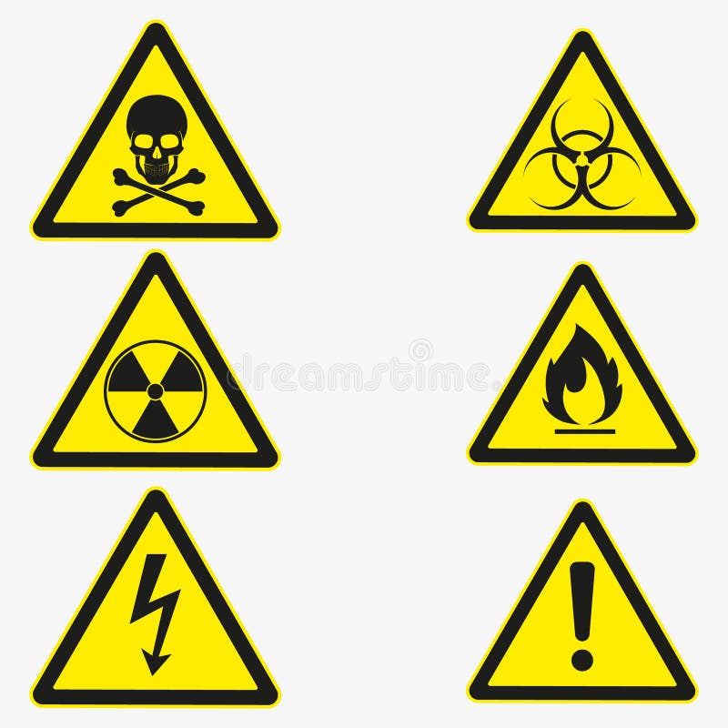 Vector Illustration of Danger Sign Set. Isolated. Stock Vector ...