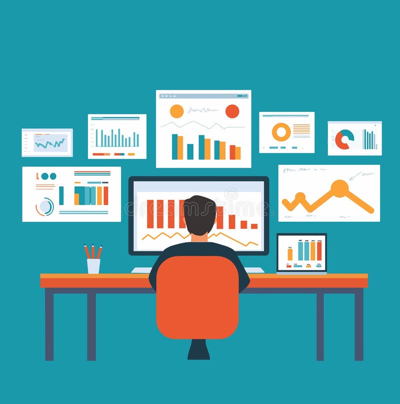 Vector Illustration of Data Analysis. Stock Vector - Illustration of ...