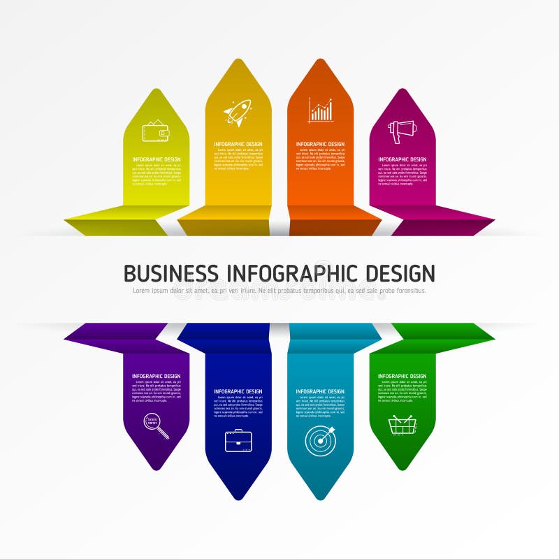 Vector Illustration with 8 Data Infographics Tab Paper Arrow Template ...