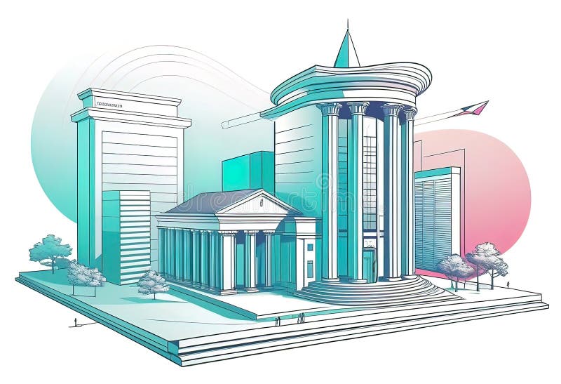 Vector Illustration, Database Schema Layout for a Bank, 3D Stylization ...
